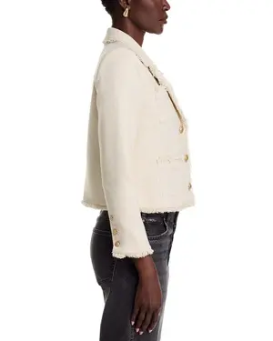 L'Agence Sylvia Fringe Trim Tweed Jacket - Ivory/Light Gold - 40